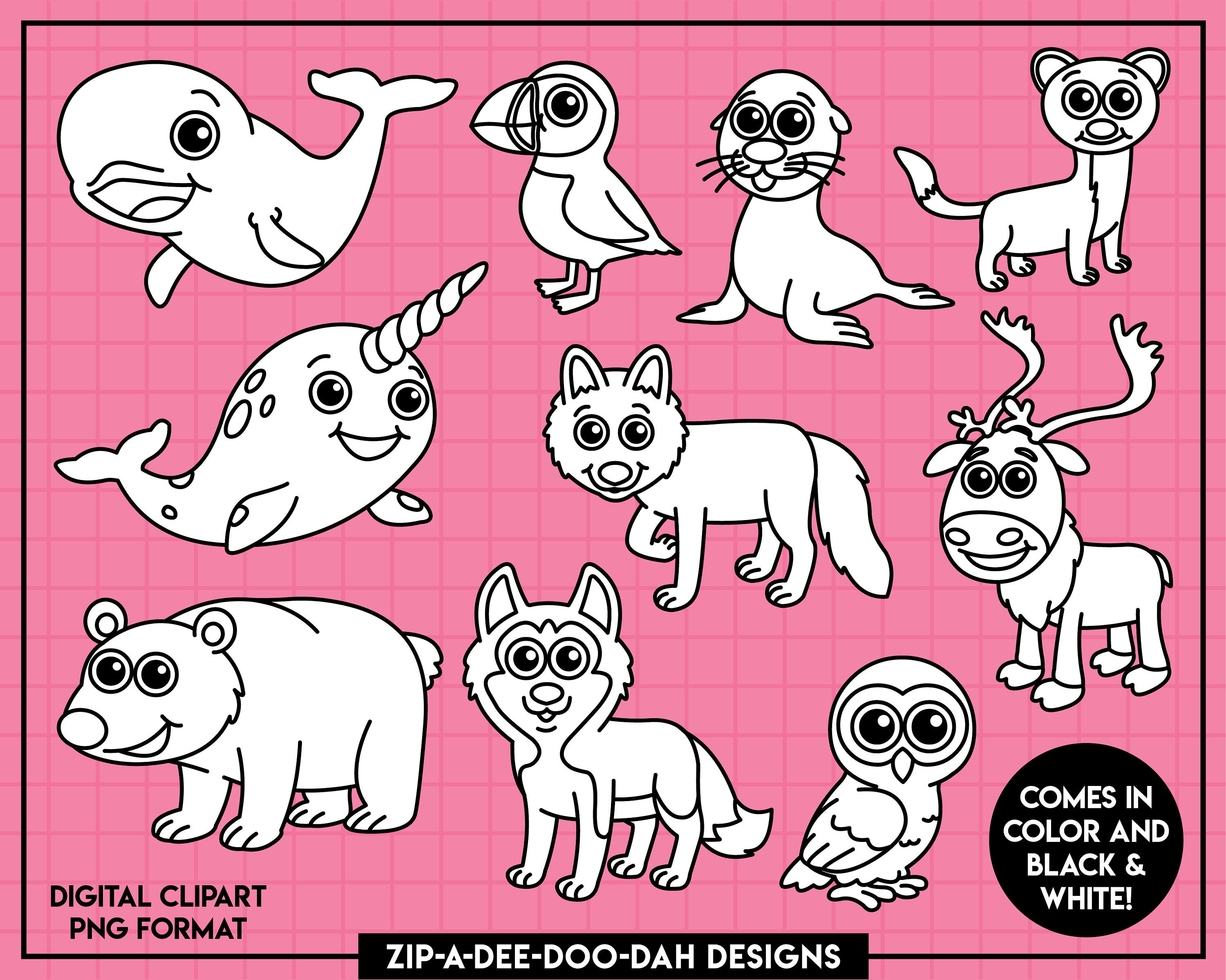 Arctic Animals Clipart Set Zip-A-Dee-Doo-Dah Designs | Etsy
