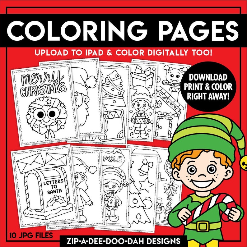 Printable Christmas Coloring Pages zip-a-dee-doo-dah Designs - Etsy