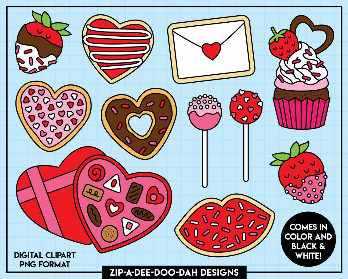 Valentine's Day Sweet Treats Clipart Set - Etsy