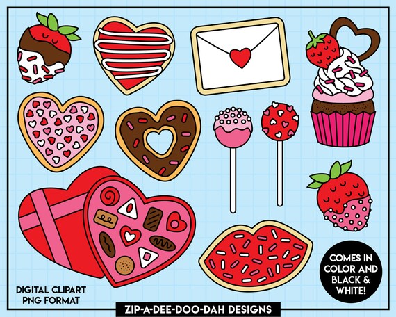 Valentine's Day Sweet Treats Clipart Set - Etsy