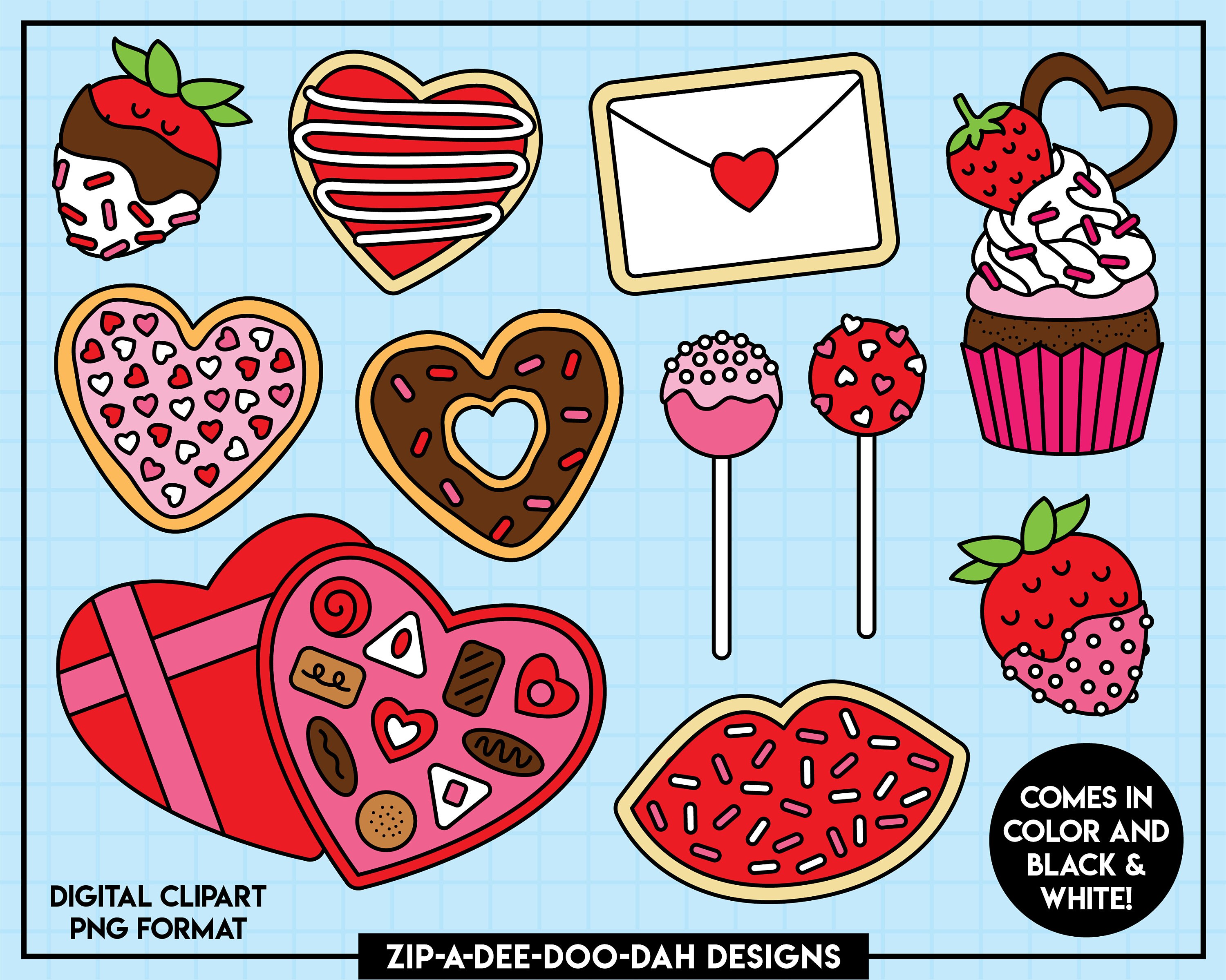 Valentine's Day Sweet Treats Clipart Set - Etsy