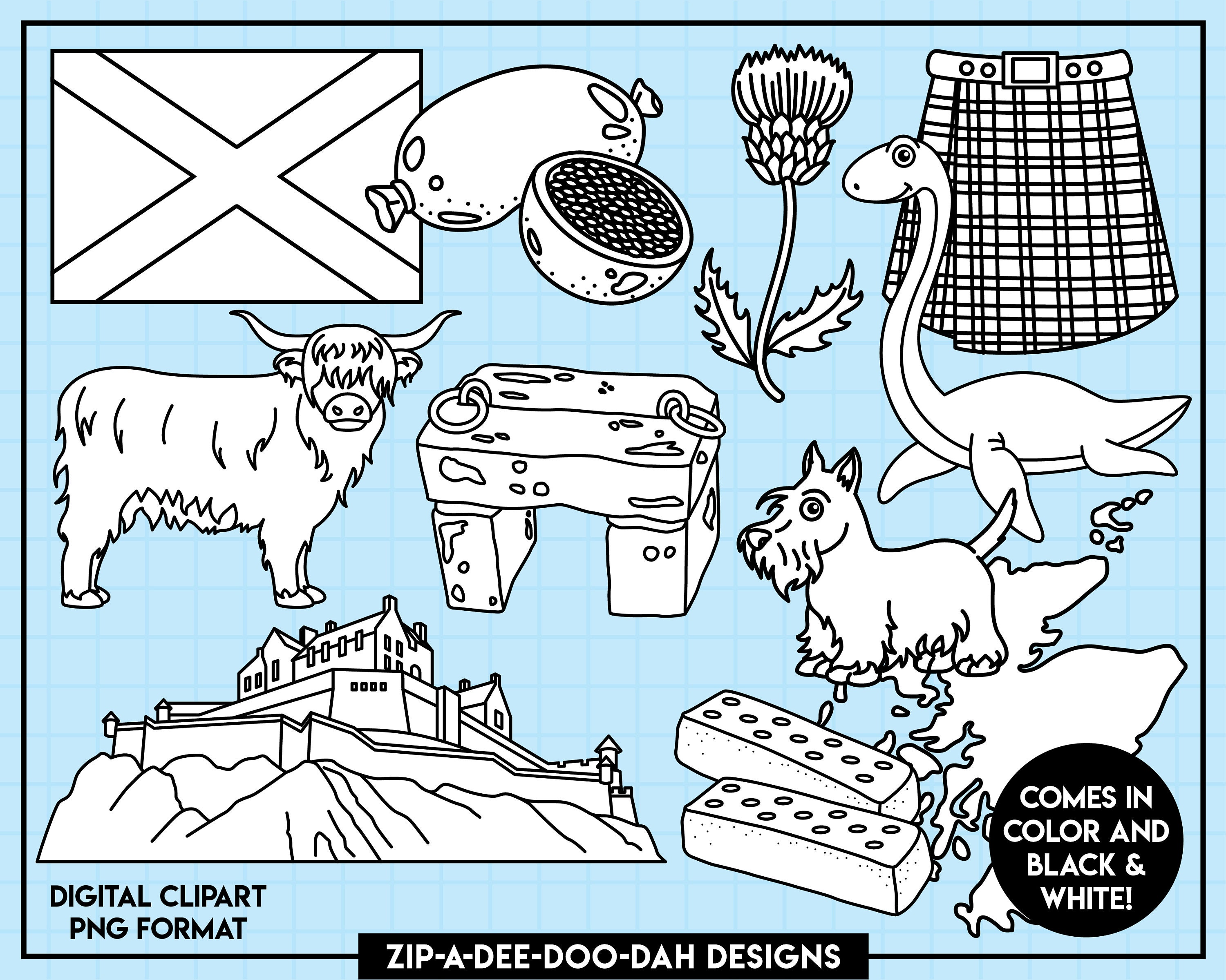 Scotland Icons Clipart Set zip-a-dee-doo-dah Designs - Etsy