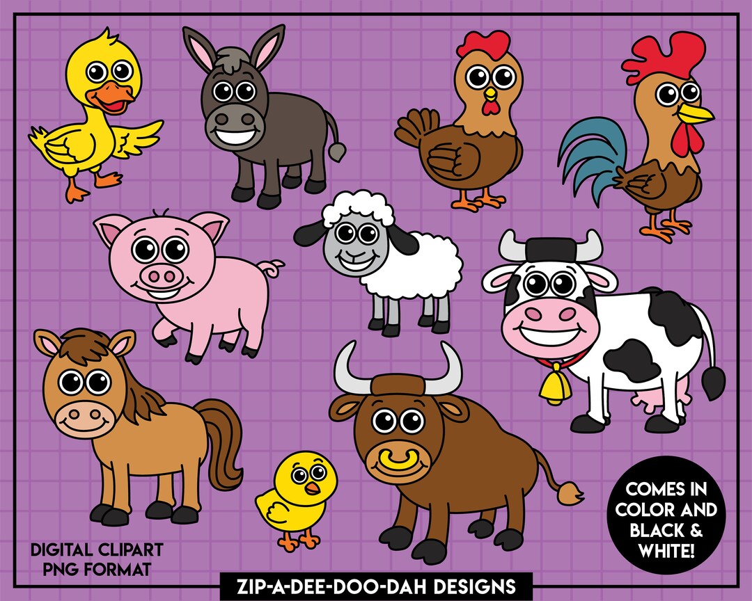 Farm Animals Clipart Set zip-a-dee-doo-dah Designs - Etsy