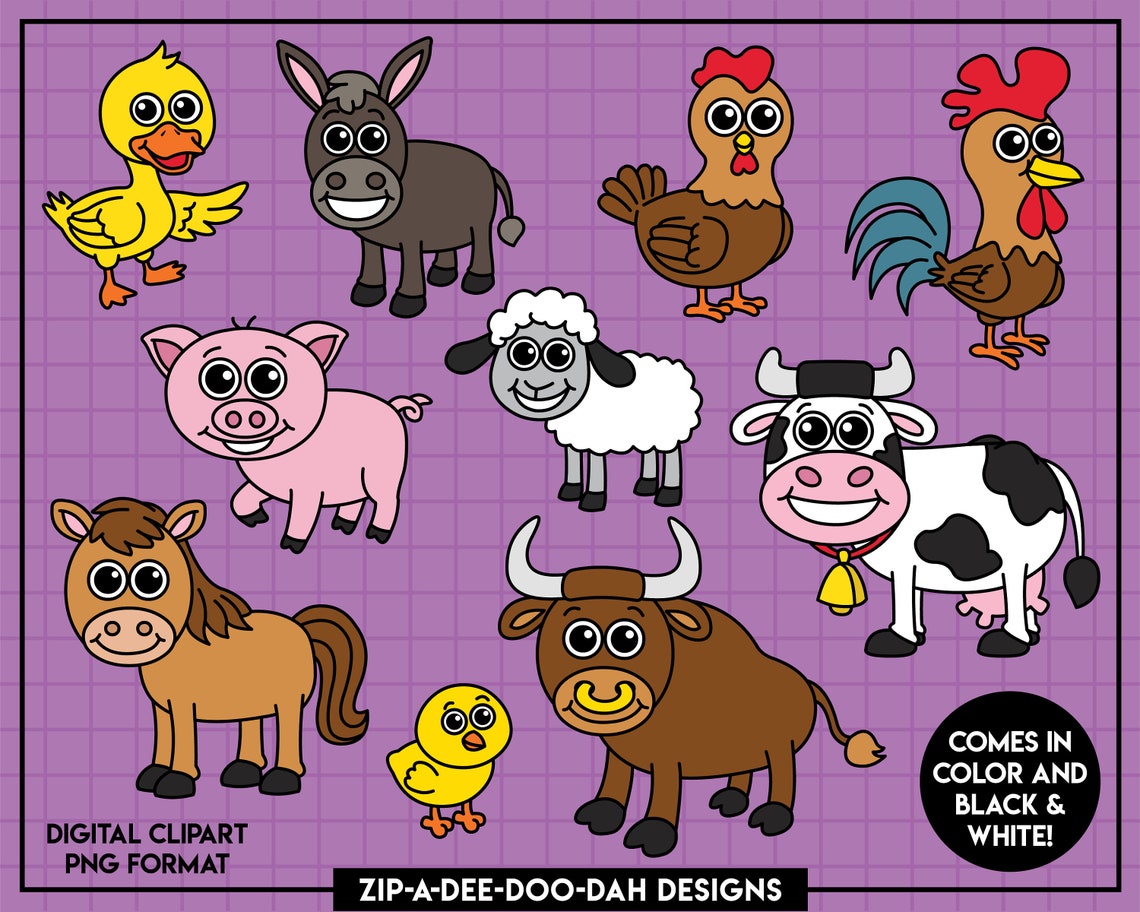 Farm Animals Clipart Set zip-a-dee-doo-dah Designs - Etsy