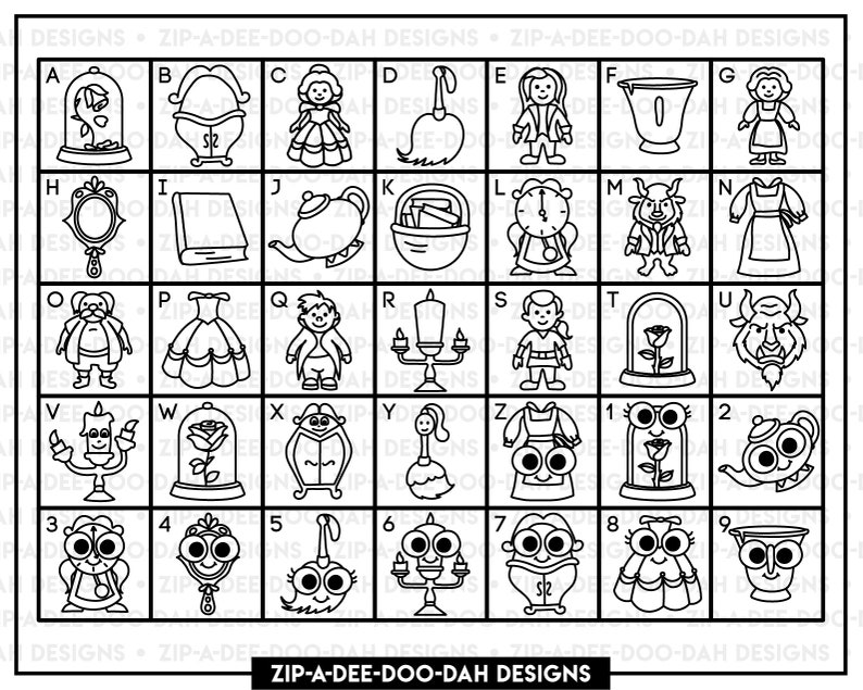 Beauty and the Beast Doodle Font zip-a-dee-doo-dah Designs - Etsy