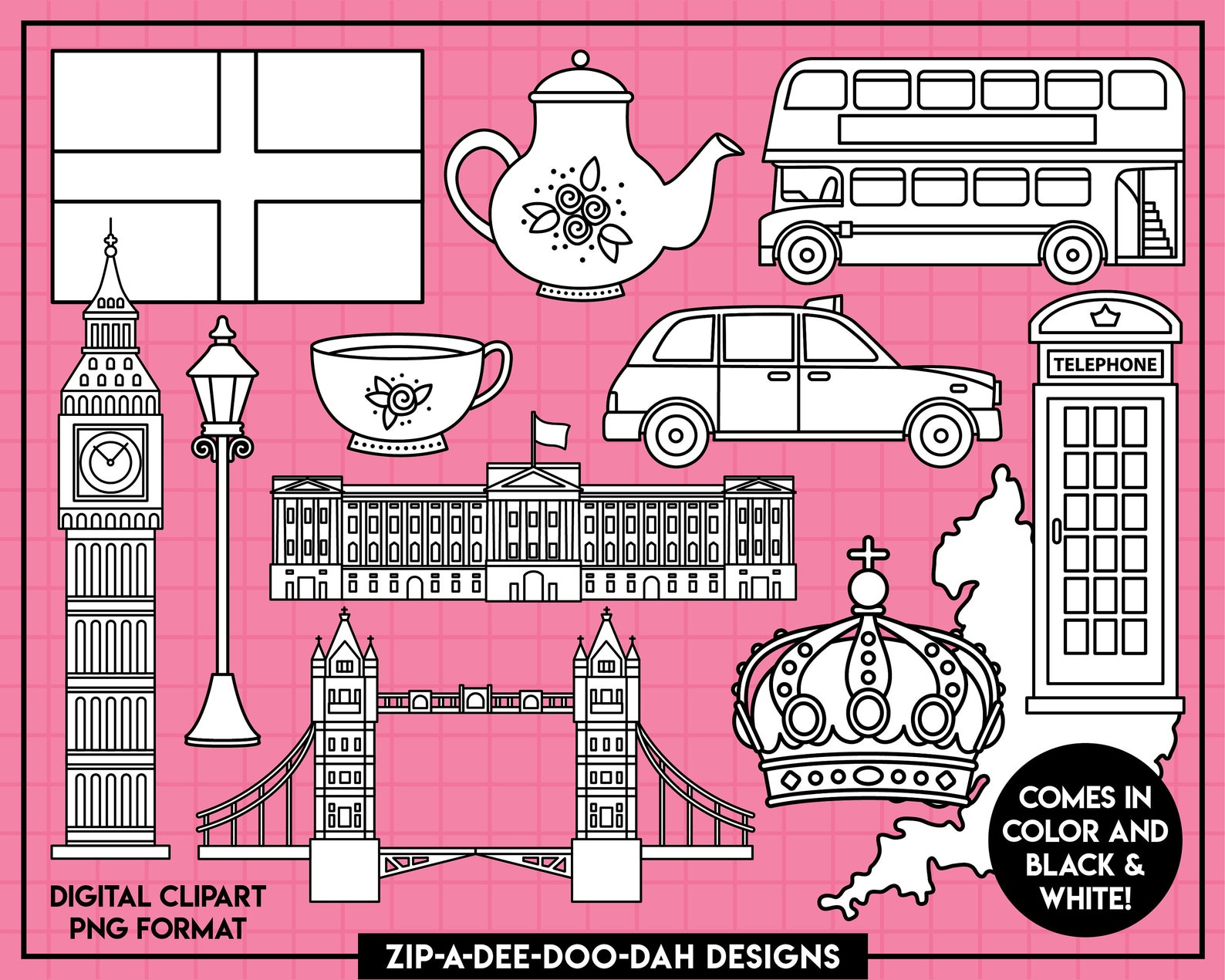 England Icons Clipart Set zip-a-dee-doo-dah Designs - Etsy