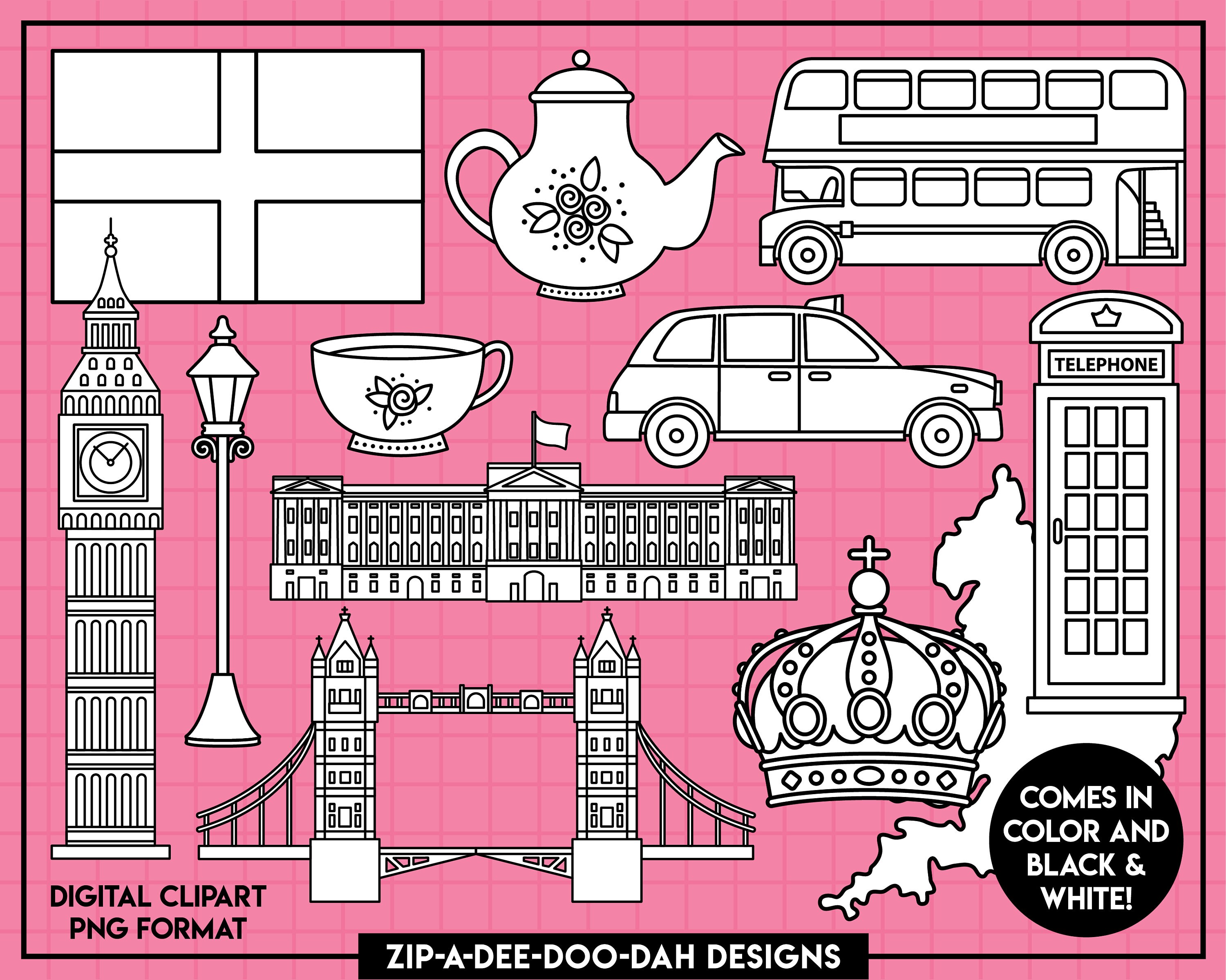 England Icons Clipart Set zip-a-dee-doo-dah Designs - Etsy
