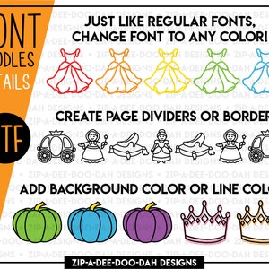 Cinderella Doodle Font zip-a-dee-doo-dah Designs - Etsy