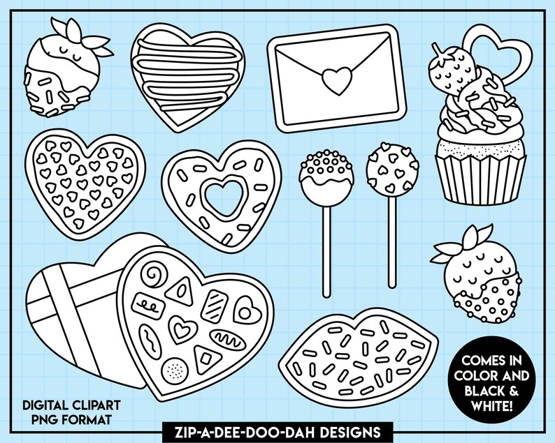 Valentine's Day Sweet Treats Clipart Set - Etsy
