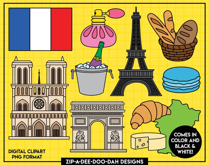 France Icons Clipart Set zip-a-dee-doo-dah Designs - Etsy