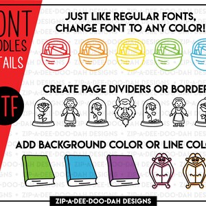 Beauty and the Beast Doodle Font zip-a-dee-doo-dah Designs - Etsy