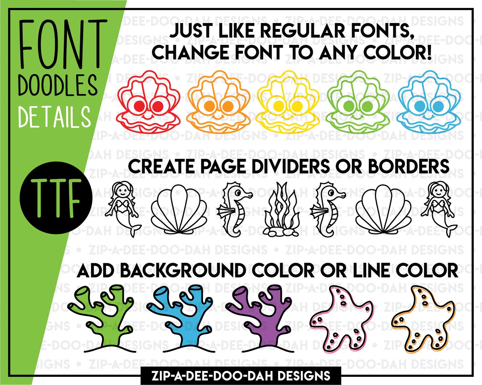 Little Mermaid Doodle Font zip-a-dee-doo-dah Designs - Etsy