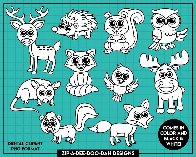 Forest Animals Clipart Set zip-a-dee-doo-dah Designs - Etsy