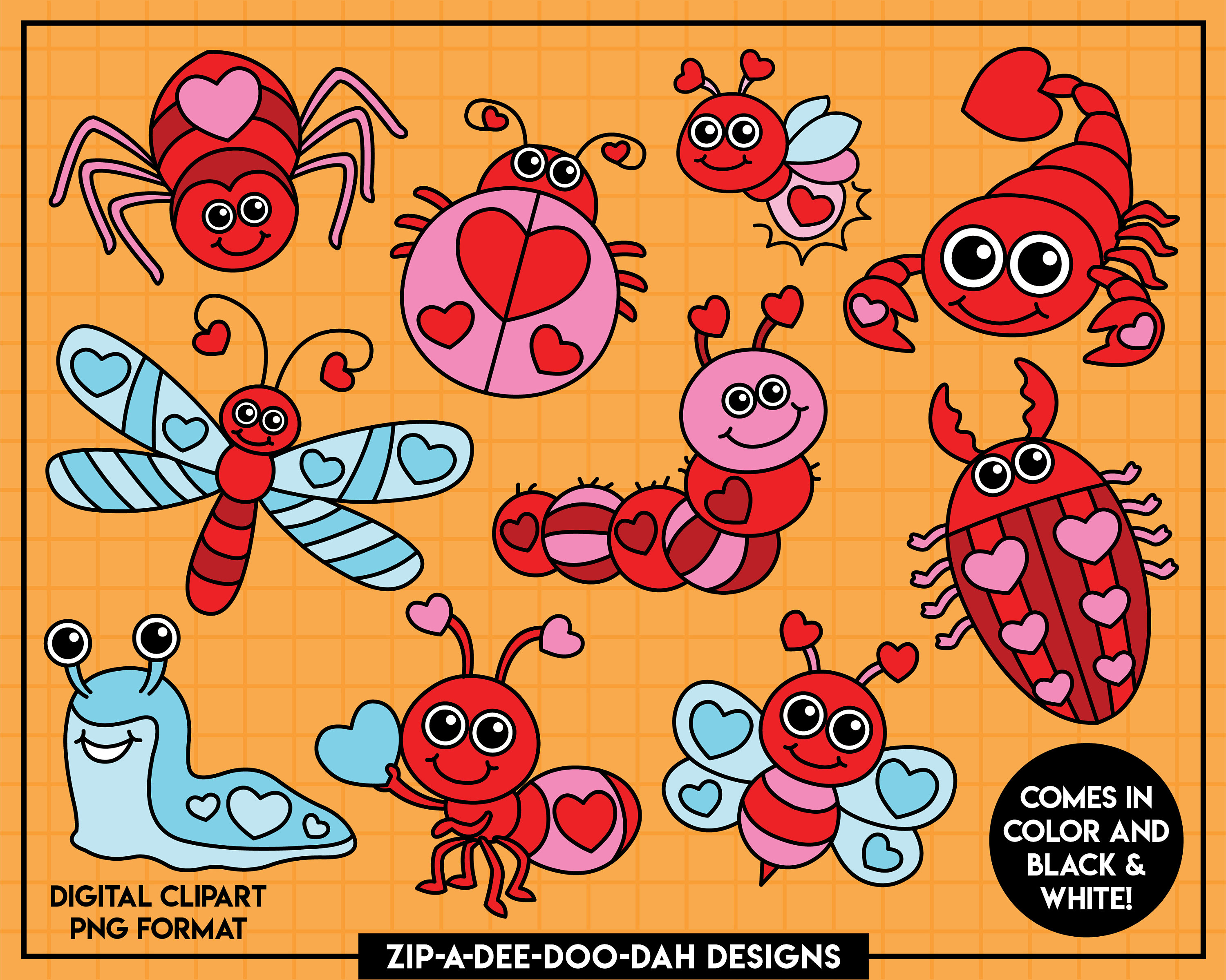 Valentine's Day Love Bugs Clipart Set zip-a-dee-doo-dah Designs - Etsy