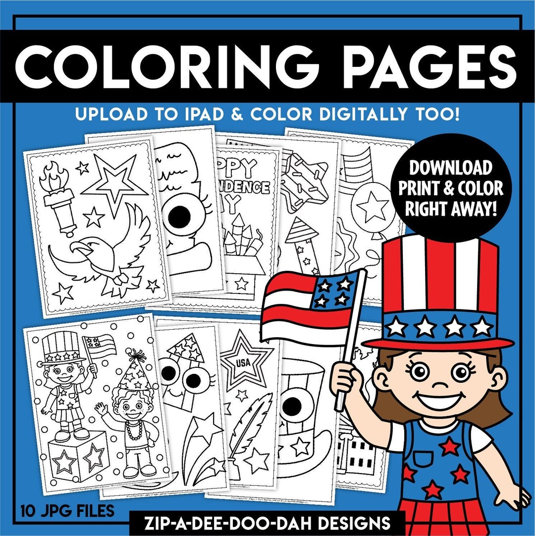 Printable Independence Day Coloring Pages zip-a-dee-doo-dah Designs - Etsy