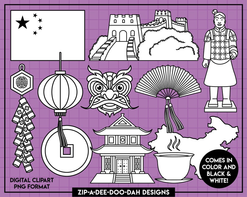 China Icons Clipart Set zip-a-dee-doo-dah Designs - Etsy