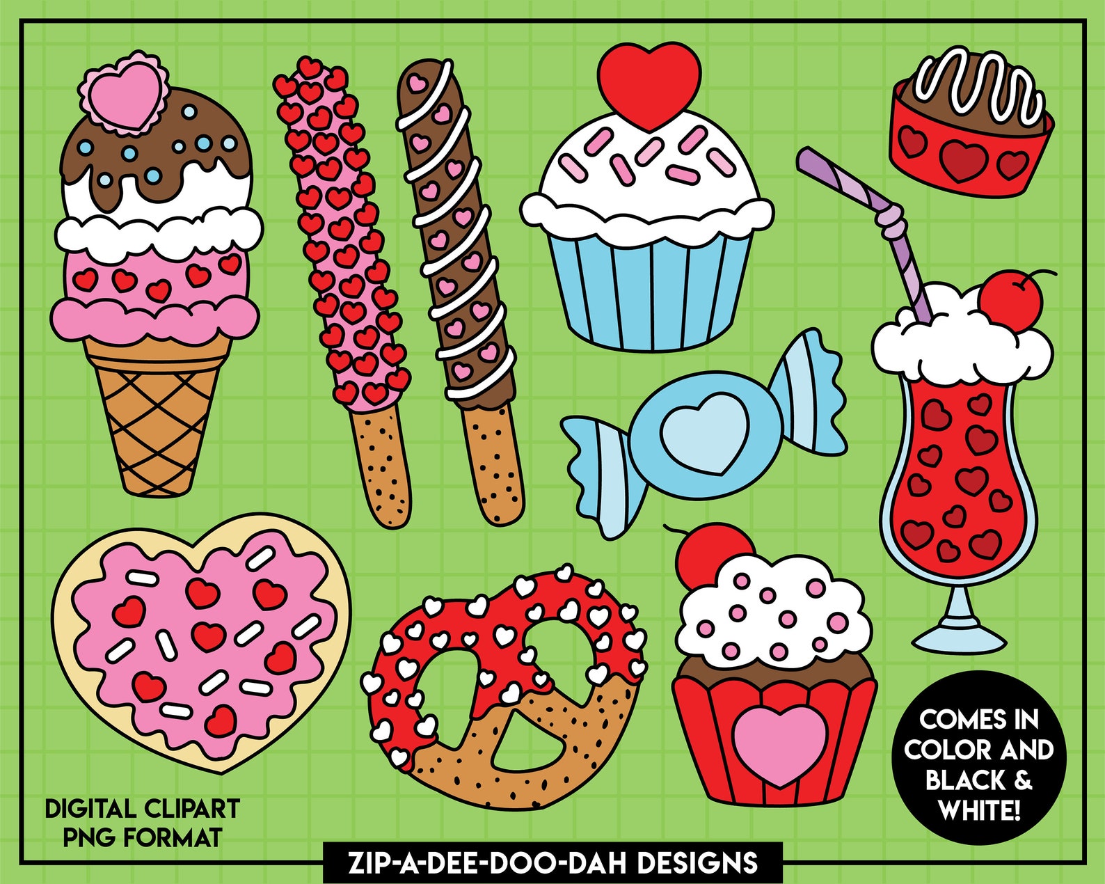 Valentine's Day Treats Clipart Set zip-a-dee-doo-dah - Etsy