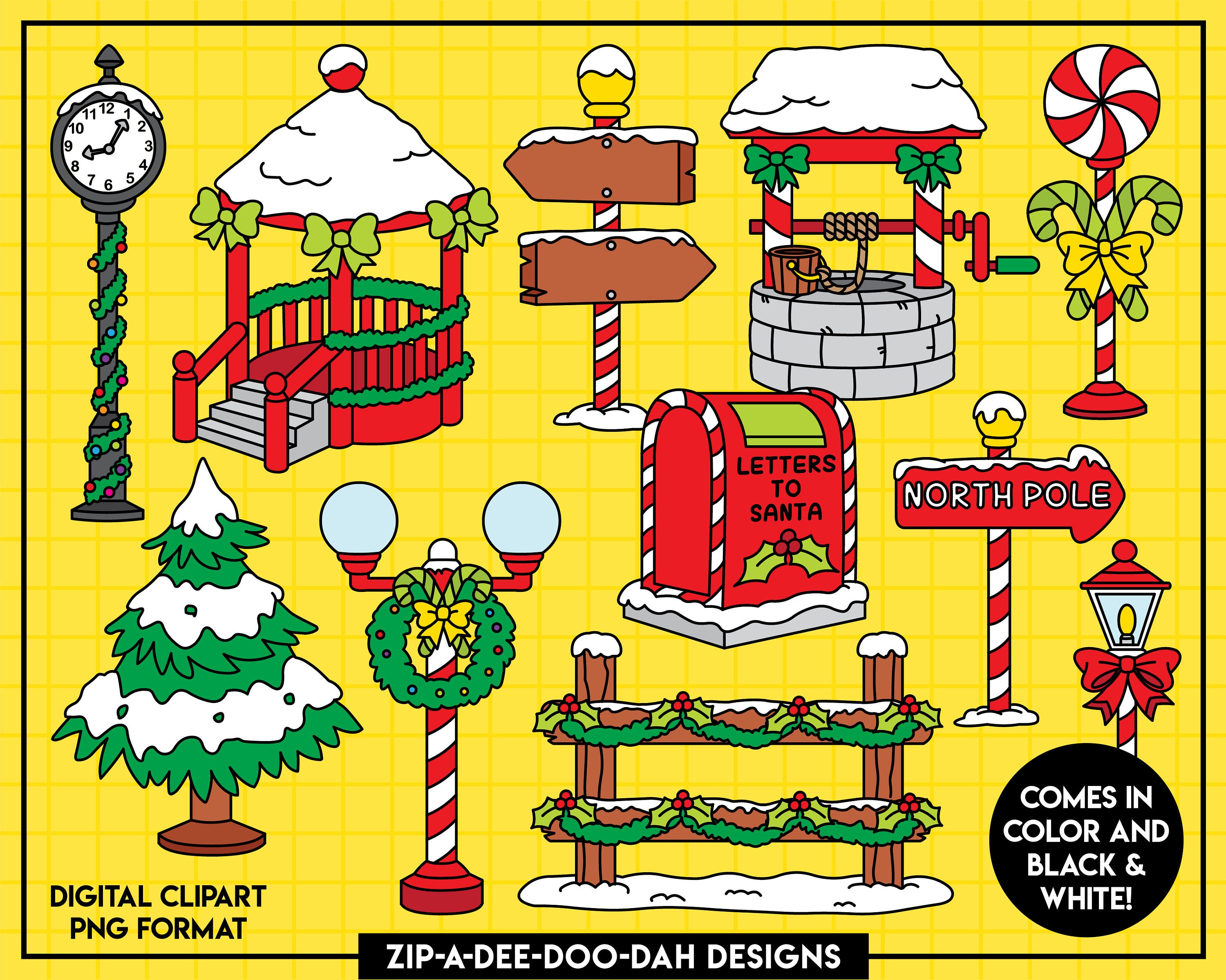 Christmas Village Clipart Set zip-a-dee-doo-dah Designs - Etsy
