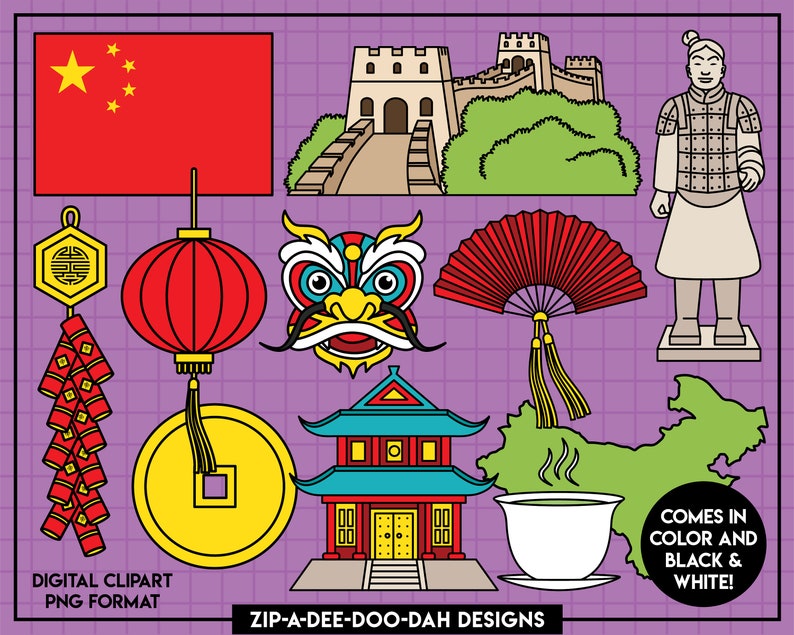 China Icons Clipart Set zip-a-dee-doo-dah Designs - Etsy