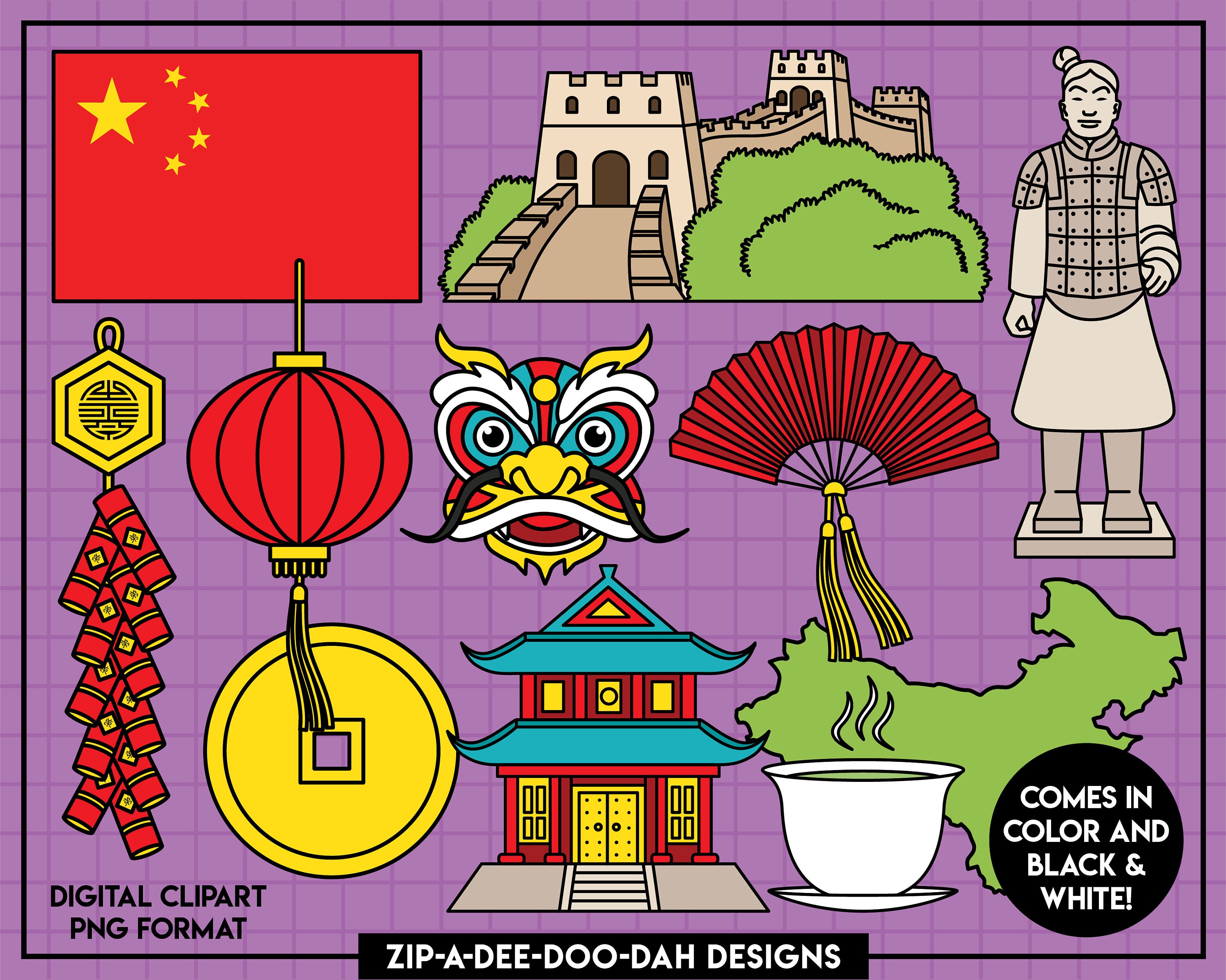 China Icons Clipart Set zip-a-dee-doo-dah Designs - Etsy
