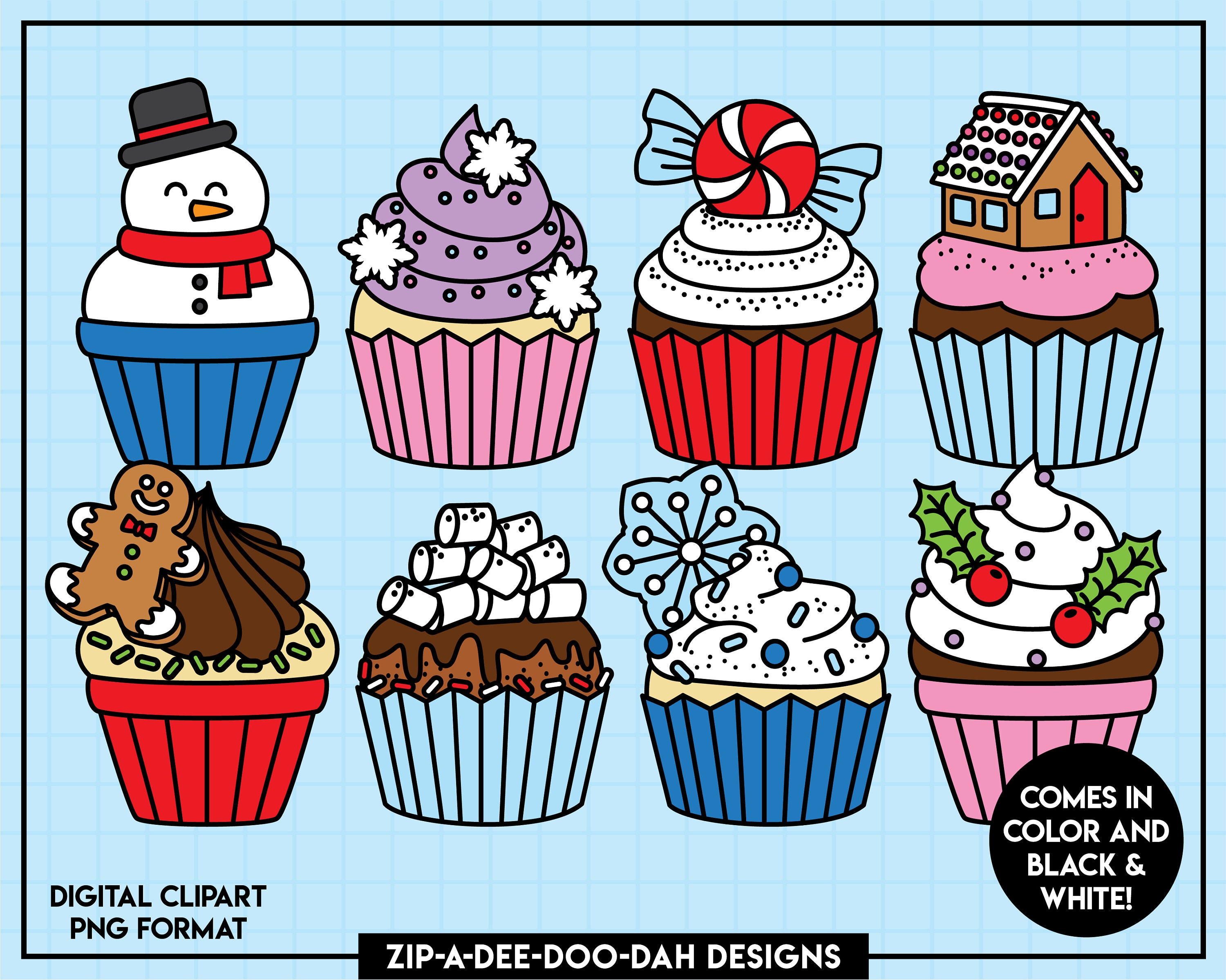 Winter Cupcakes Clipart Set zip-a-dee-doo-dah (Instant Download) - Etsy