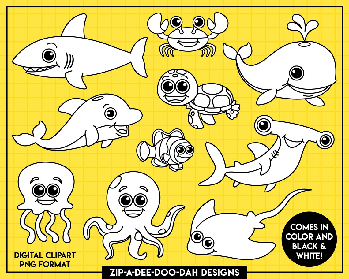Ocean Animals Clipart Set zip-a-dee-doo-dah Designs - Etsy
