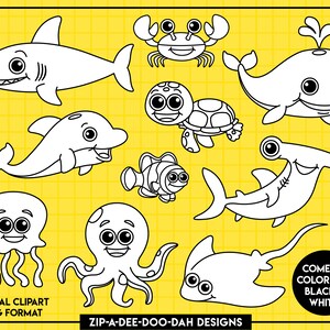 Ocean Animals Clipart Set zip-a-dee-doo-dah Designs - Etsy