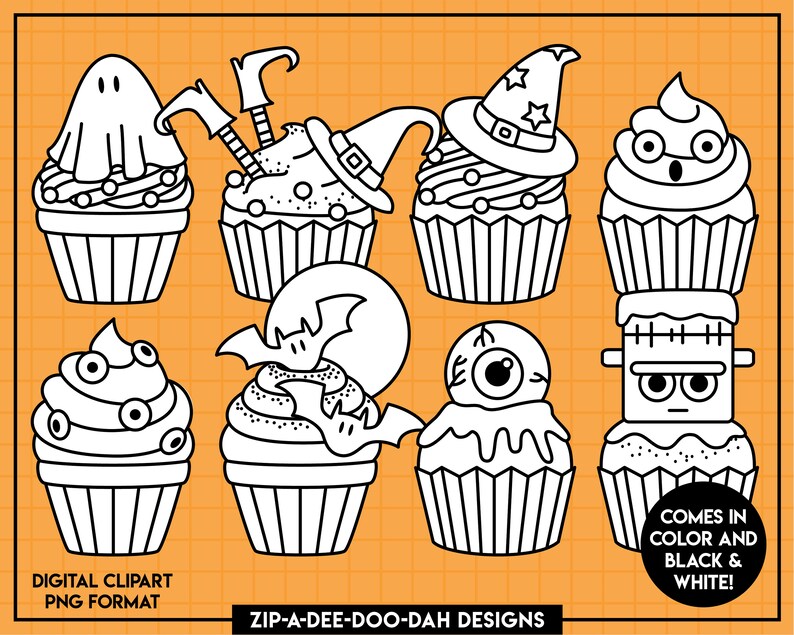 Halloween Cupcakes Clipart Set zip-a-dee-doo-dah Designs - Etsy