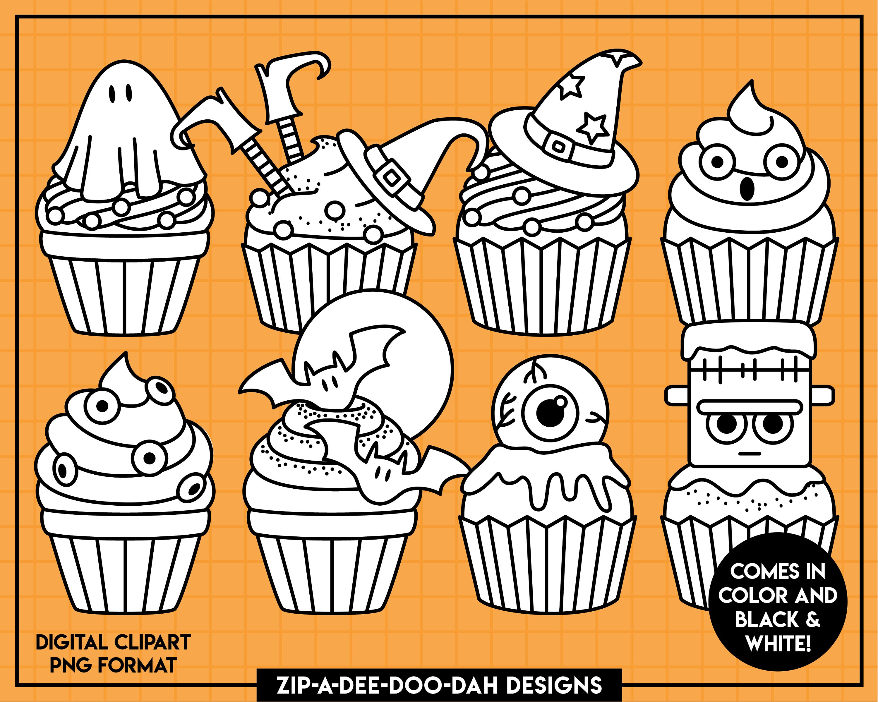Halloween Cupcakes Clipart Set zip-a-dee-doo-dah Designs - Etsy
