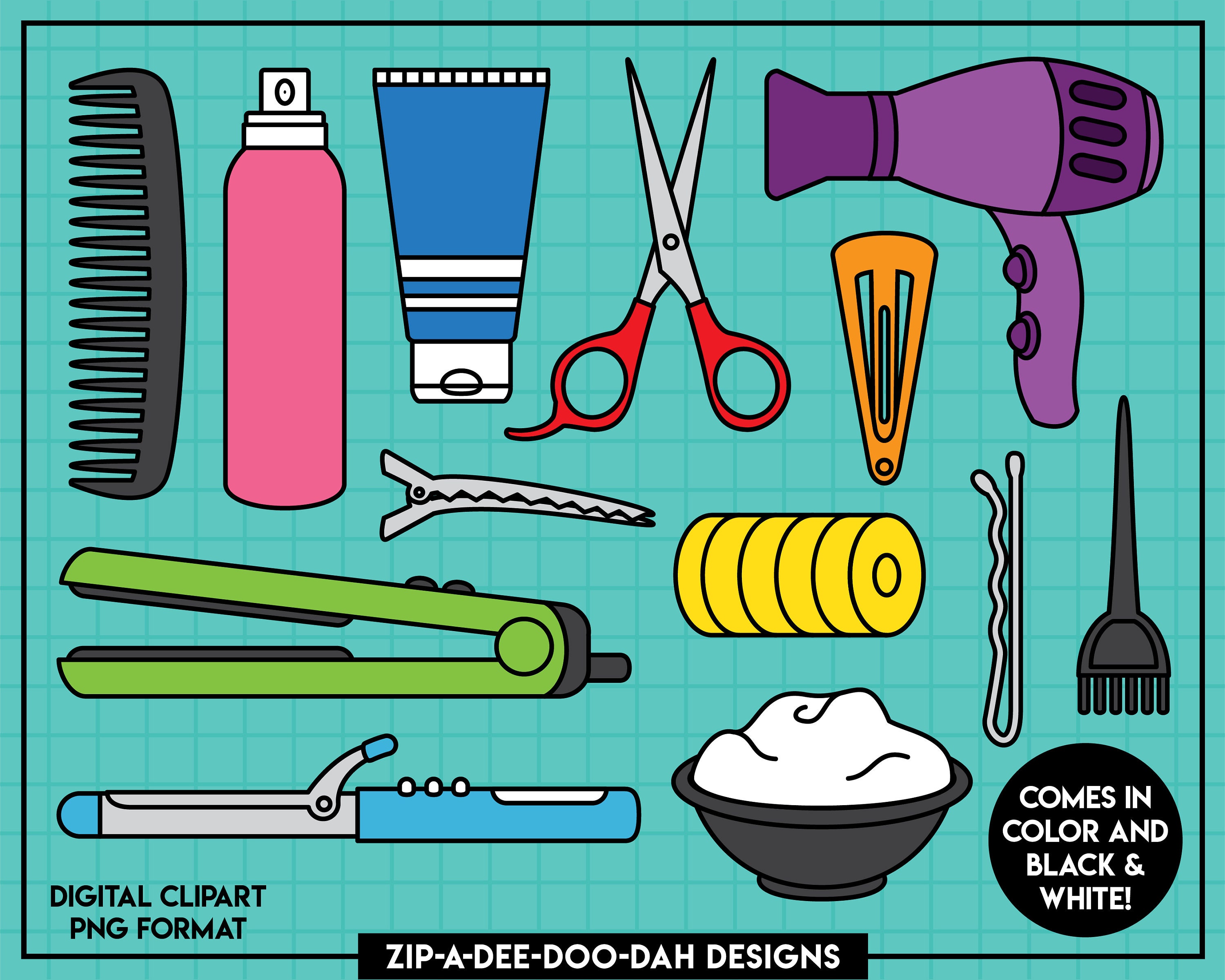 Hair Styling Clipart Set zip-a-dee-doo-dah Designs - Etsy