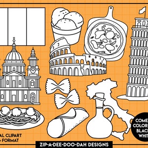 Italy Icons Clipart Set zip-a-dee-doo-dah Designs - Etsy