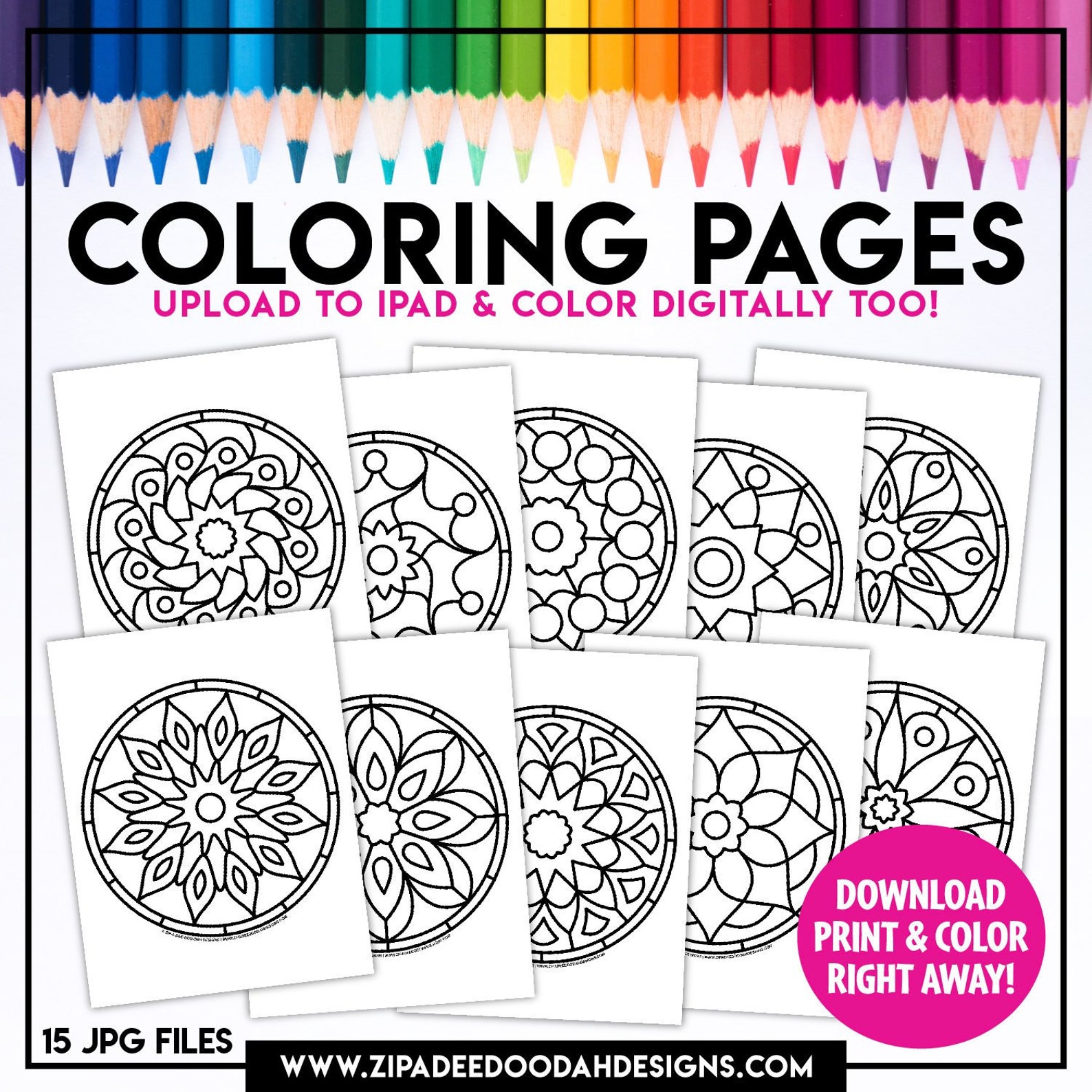 Printable Mandala Coloring Pages zip-a-dee-doo-dah Designs - Etsy