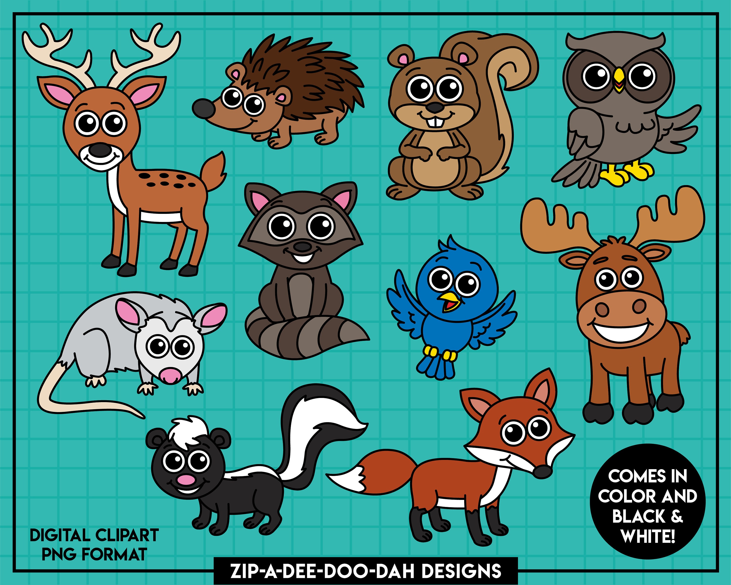 Forest Animals Clipart Set zip-a-dee-doo-dah Designs - Etsy