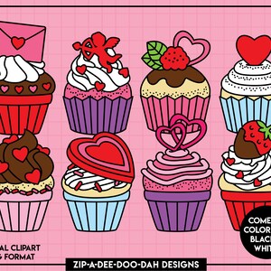 Valentine's Day Cupcakes Clipart Set zip-a-dee-doo-dah Designs - Etsy