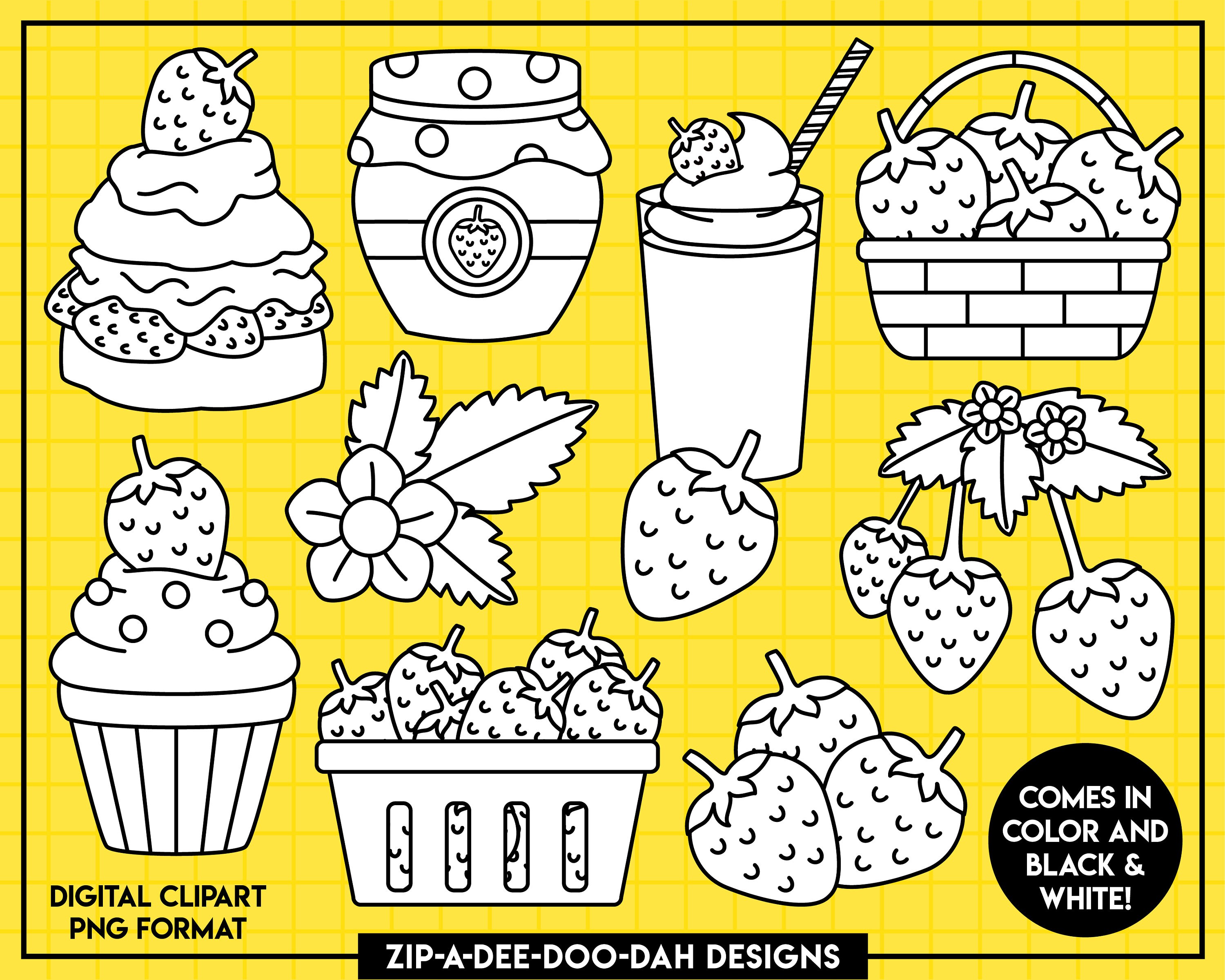 Strawberry Patch Clipart Set zip-a-dee-doo-dah Designs - Etsy