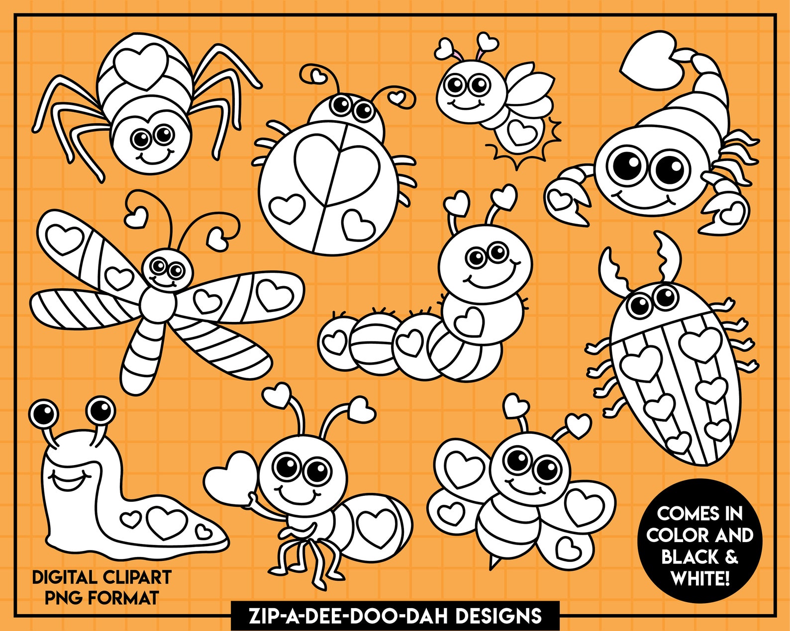 Valentine's Day Love Bugs Clipart Set zip-a-dee-doo-dah Designs - Etsy