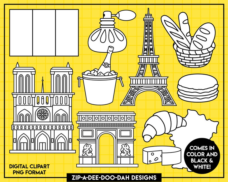France Icons Clipart Set zip-a-dee-doo-dah Designs - Etsy