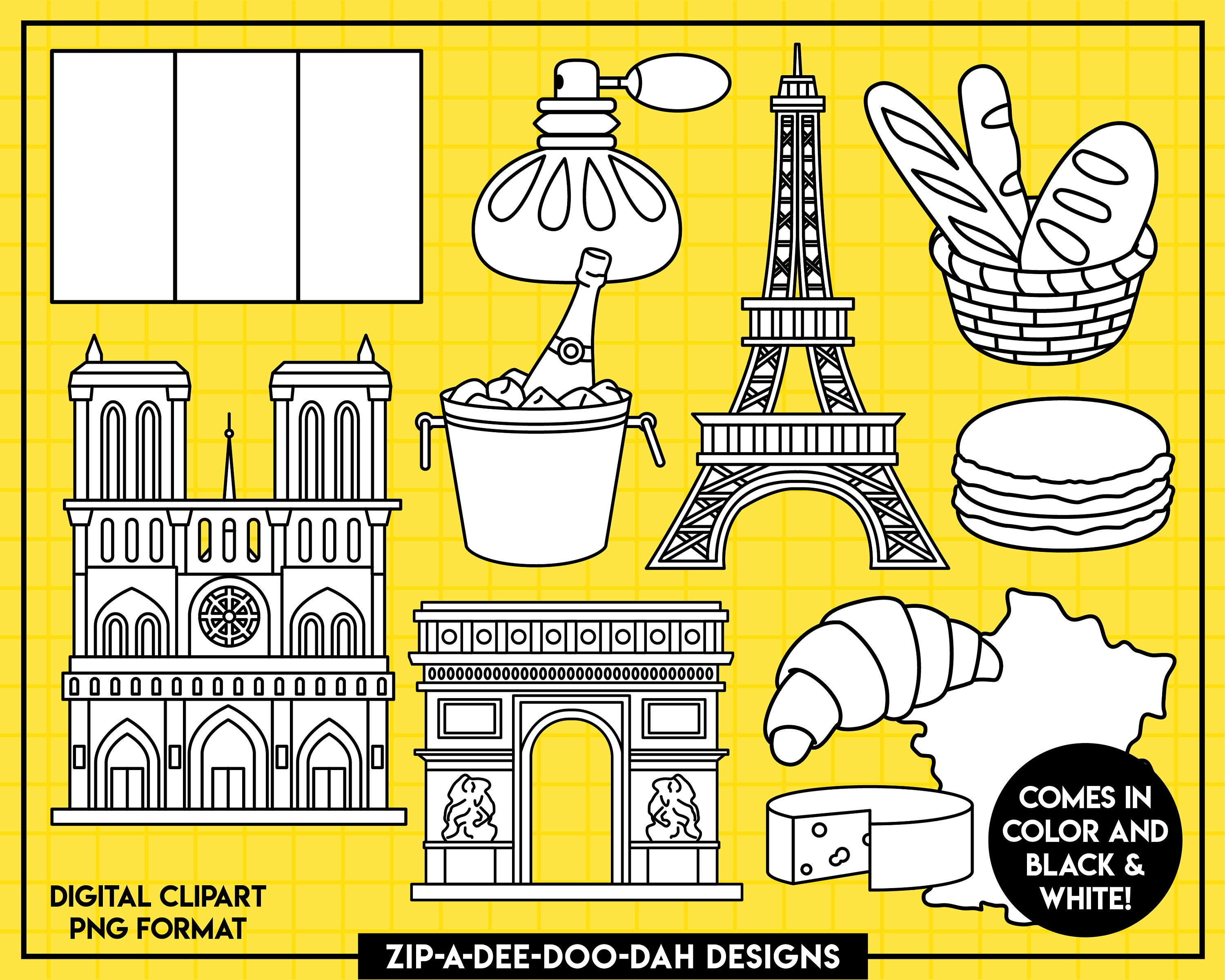 France Icons Clipart Set zip-a-dee-doo-dah Designs - Etsy