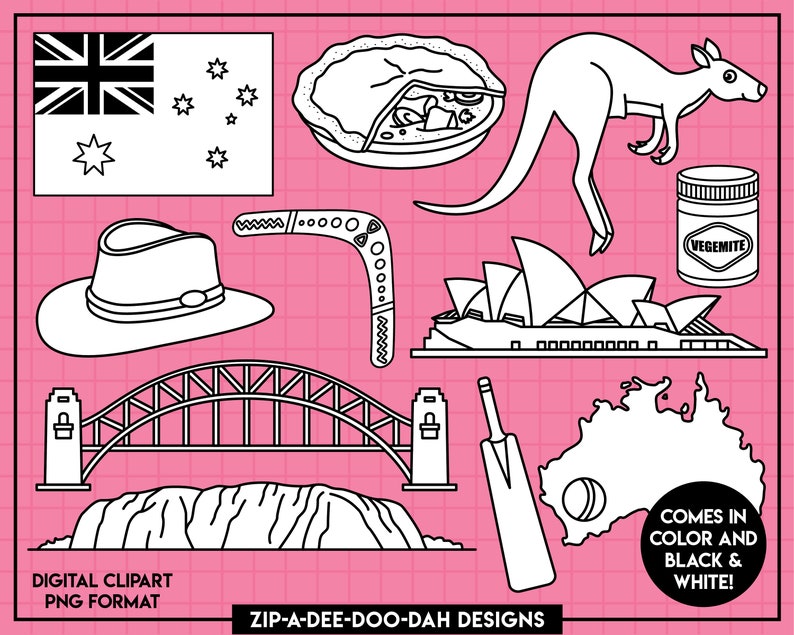 Australia Icons Clipart Set zip-a-dee-doo-dah Designs - Etsy
