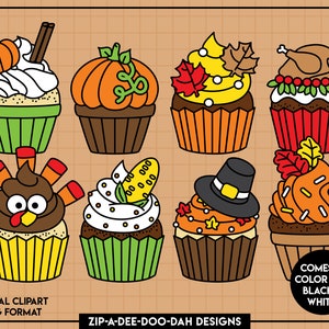 Thanksgiving Cupcakes Clipart Set zip-a-dee-doo-dah Designs - Etsy