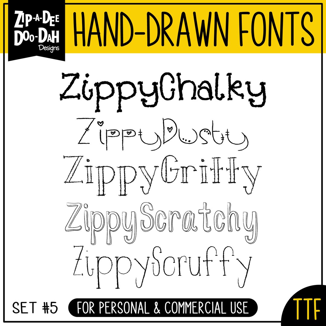 Zip-a-dee-doo-dah Designs Font Collection 5 Includes Commercial License ...
