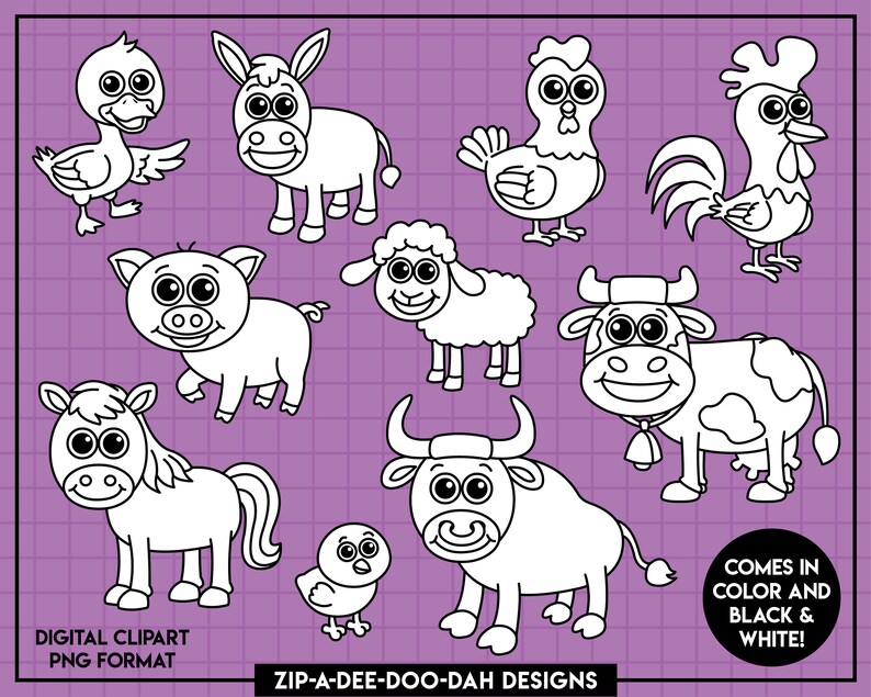 Farm Animals Clipart Set zip-a-dee-doo-dah Designs - Etsy