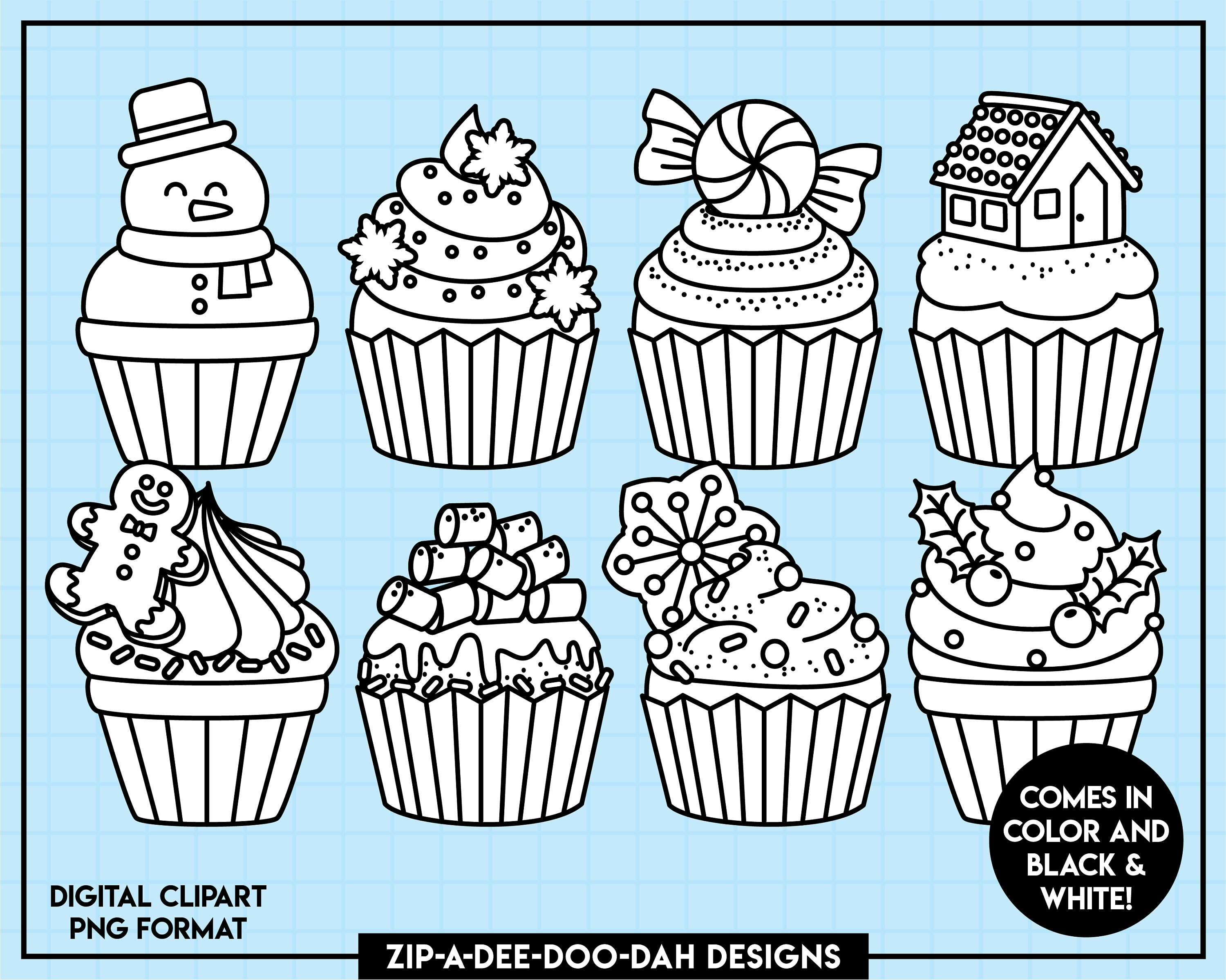 Winter Cupcakes Clipart Set zip-a-dee-doo-dah (Instant Download) - Etsy