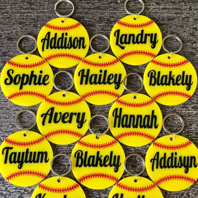 Softball Keychain - Etsy