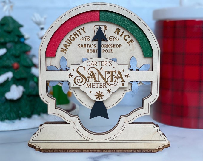 Naughty or Nice Santa Meter With Moving Gears, Personalized Santa Meter ...