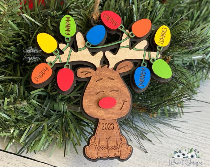 Personalized Reindeer Ornament, Tangled Reindeer Ornament, Christmas ...