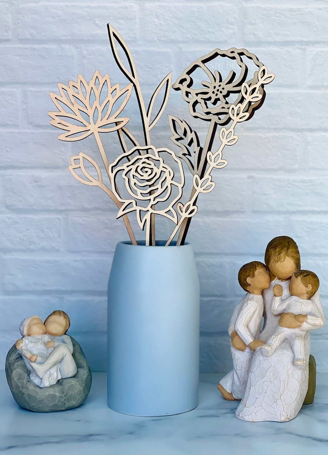 Birth Month Stems, Wooden Flowers, Birth Month Bouquets, Natural Wood ...