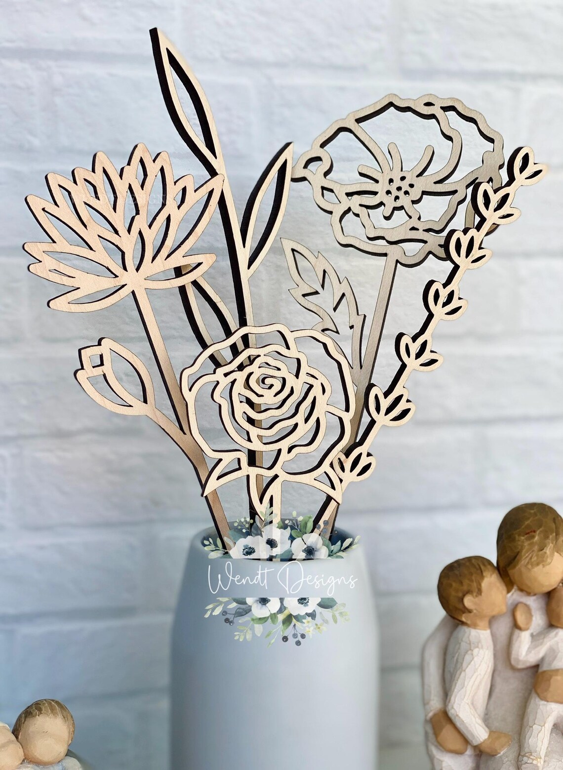 Birth Month Stems, Wooden Flowers, Birth Month Bouquets, Natural Wood ...