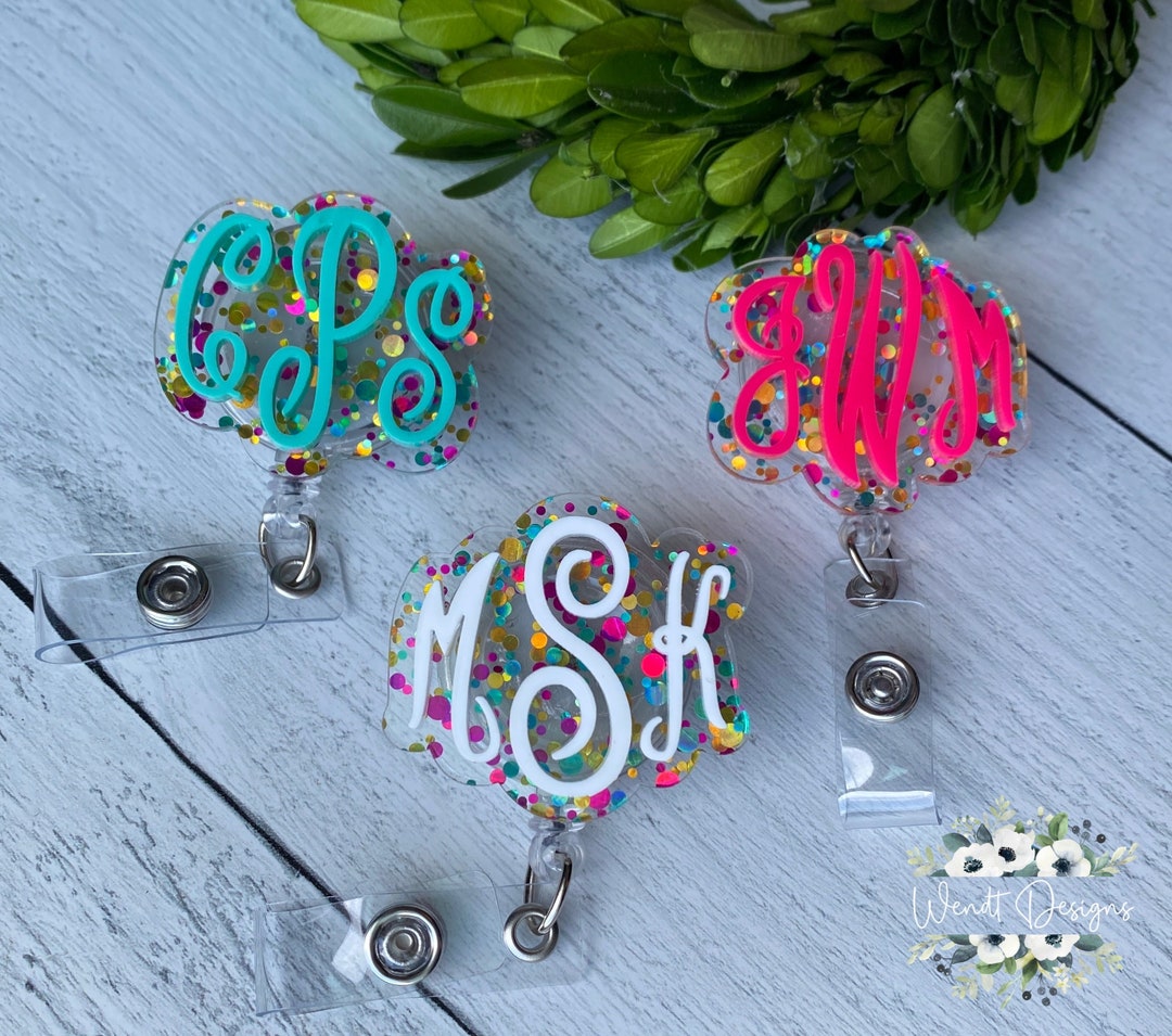 Acrylic Monogrammed Badge Reel, Badge Reels for Nurses, Teacher Badge ...