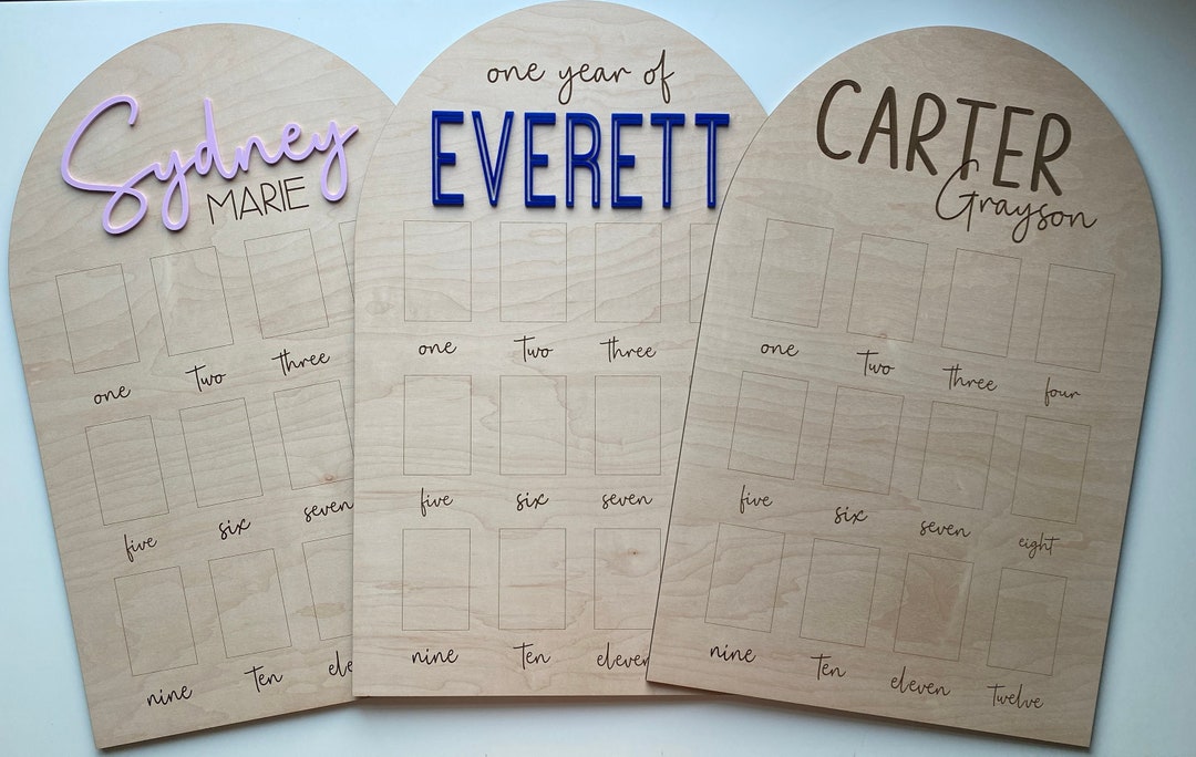 First Birthday Photo Board, Baby's First Birthday Photo Display, First ...